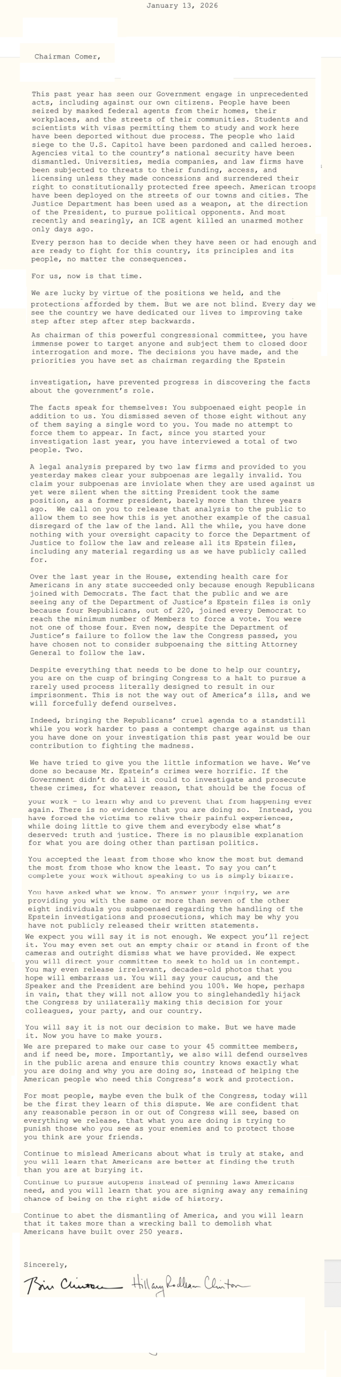 The Clintons’ Head Exploding Letter | Ethics Alarms